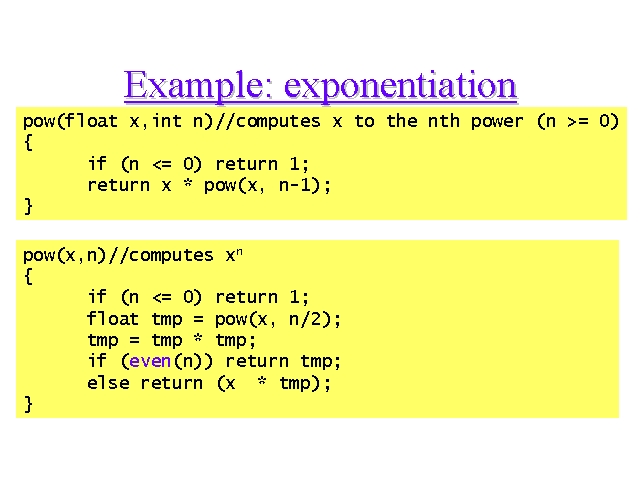 Example: exponentiation